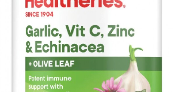 Healtheries Garlic, Vit C, Zinc & Echinacea with Olive Leaf 贺寿利大蒜+维c+锌 ...